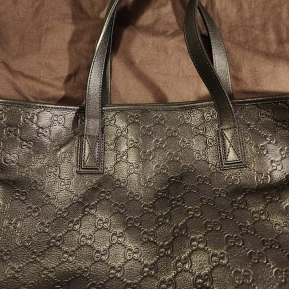 Gucci | Bags | Lovely Black Stamped Leather Guccisima Tote By Original ...